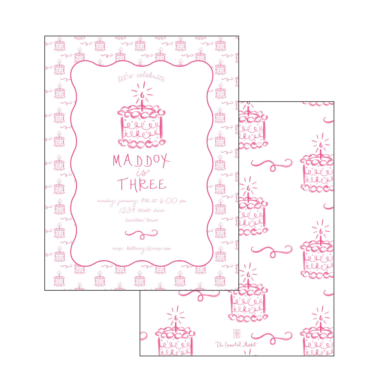 birthday cake party invitation personalized invitation – The Essential ...